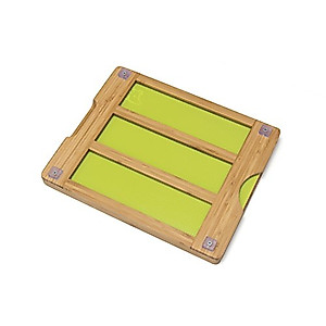 Lipper International Bamboo Wood Cutting Board with 6 Colored Poly Inlay Mats, 16" x 13-1/8" x 1-5/8"