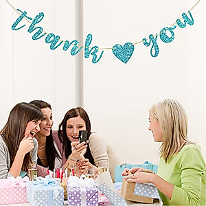 Talorine Thank You Banner, Bridal Shower, Engaged, Fiesta Theme, Wedding Anniversary, Birthday, Thanksgiving Day Party Decorations (Blue Glitter)