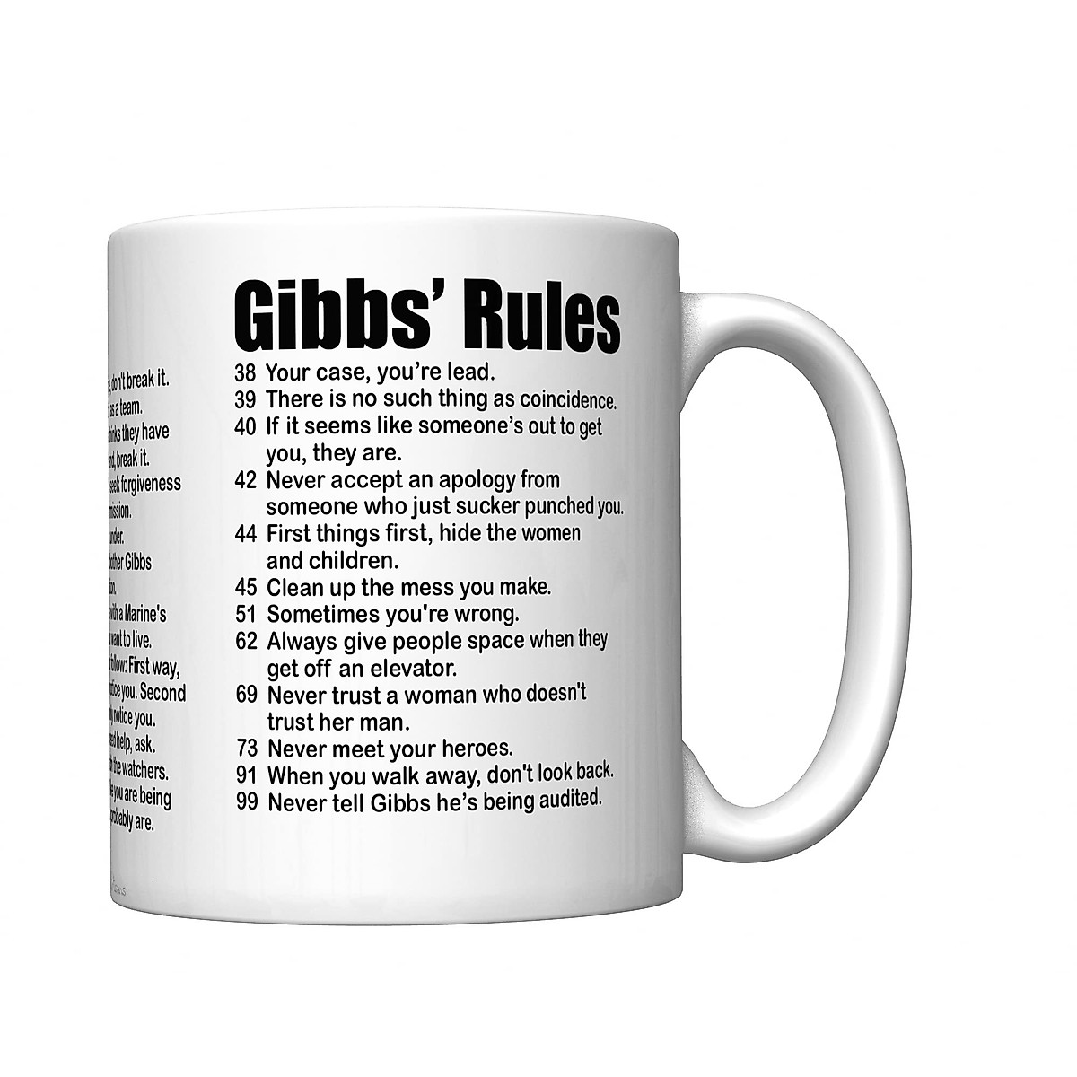 CJ Artisans NCIS 2023 Gibbs' Rules Coffee Mug (All 38 Rules)