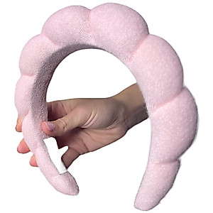 ORIGINAL Mimi and Co Spa Headband - Sponge & Terry Towel Cloth Fabric Head Band for Skincare, Face Washing, Makeup Removal, Shower, Facial Mask - Hair Accessories, Padded Headband, Croissant Headband