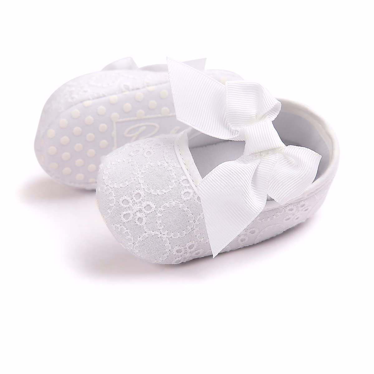 Baby Girls Princess Bowknot Soft Sole Cloth Crib Shoes Sneaker White, 0-3 Months