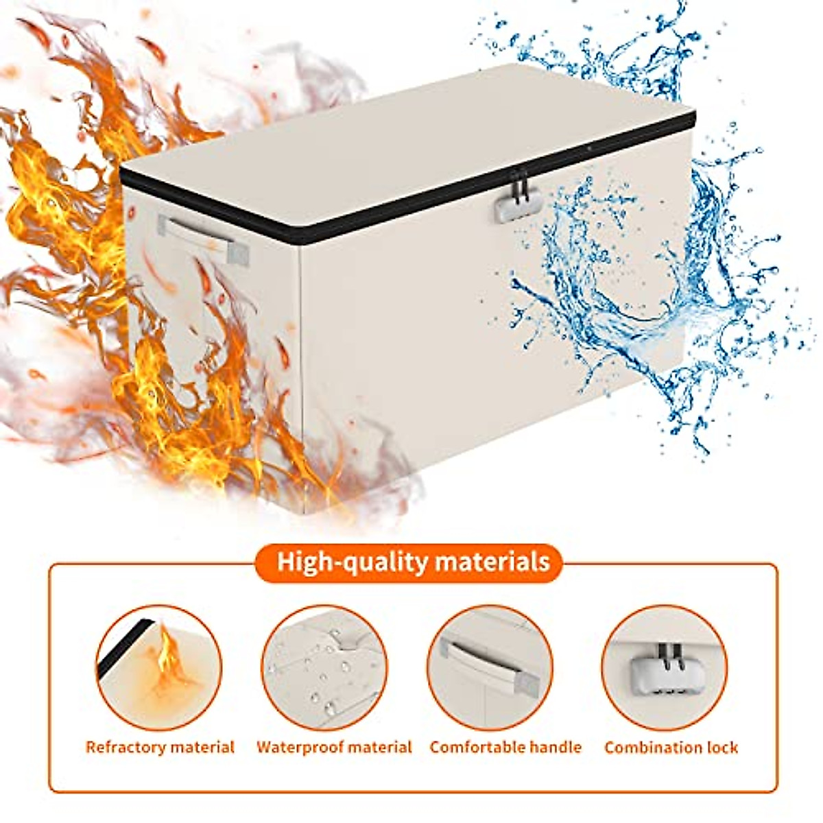 Tamfile 30 inches Folding Storage Ottoman with Lock,Fireproof Bedroom Bench with Storage,Beige Footrest with Foam Padded Seat,Ottoman Foot Rest for Bed Room,Storage Chest, Foot Rest Stool