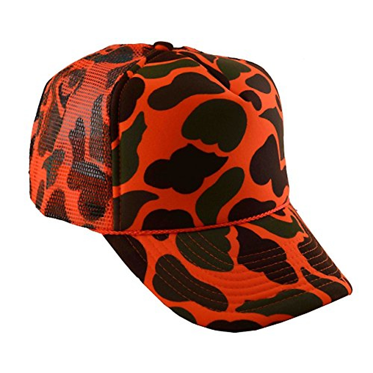 NIS Men's Summer Mesh Trucker Adjustable Cap Camouflage (Neon Orange Camo)