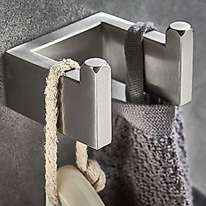 JunSun Bathroom Double Robe Hook Modern Design Little Towel Hook Coat Hook Contemporary Clothes Hook Kitchen Hooks Stainless Steel Wall Mounted Hook Anti-Rust Garage Hooks Bathroom Hook Brushed Nickel