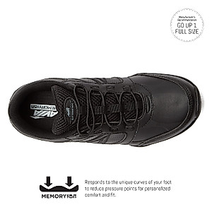 Avia Women's Avi-Focus Comfort Slip On Shoes for Work, Nursing, Restaurants, & Walking Food Service, Black/Metallic Iron Grey/Chrome Silver, 8