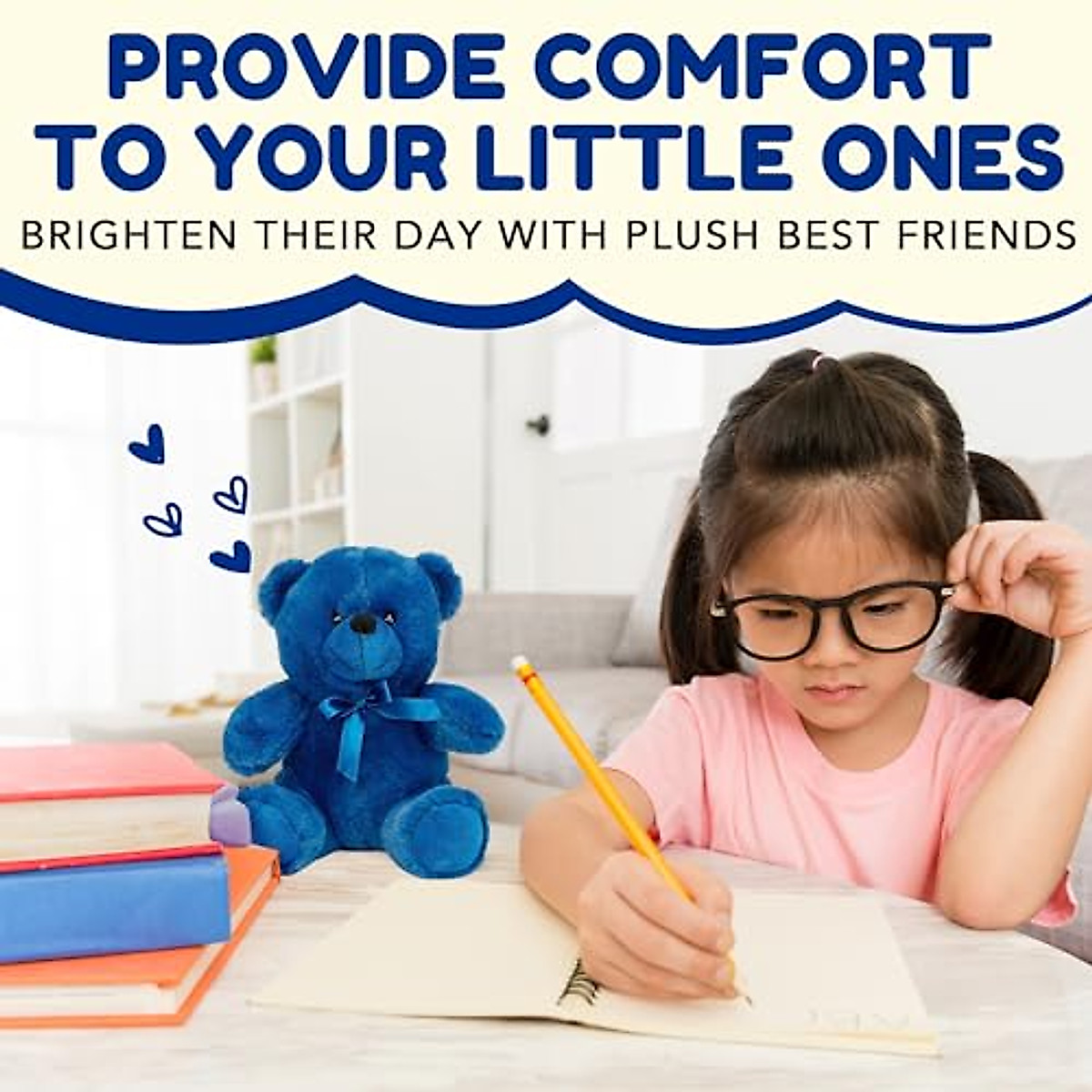 Grandma Smiley's Plush Best Friends Super Color Blue Teddy Bear Stuffed Animal, 9-inch Hypoallergenic Small for Christmas, Newborn Baby Shower, Girlfriend, Boyfriend, Graduation