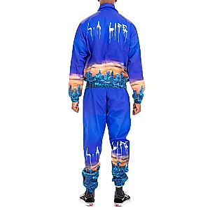 WEIV GEAR Men’s Tracksuit Set – 2 Piece Outfit Graphic Full Zip Up Jacket and Drawstring Waistband Sweatpants Joggers Active FJ708 BLUE L