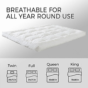 WhatsBedding 5 Inch Memory Foam Mattress Topper Queen Size, 100% Cotton Cover Breathable Fluffy Shredded Memory Foam Filled Pillow Top, Anti-Slip Bottom, 4 Anchor Elastic Bands, 80x60x5 Inch