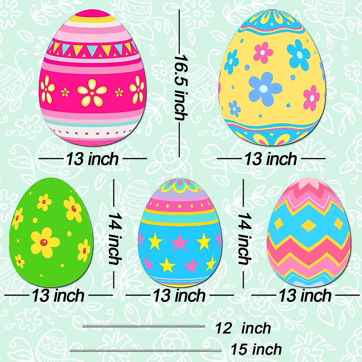 5 pcs Glow Easter Yard Signs Outdoor Lawn Decorations with Stakes, Large Easter Egg Yard Signs Decor, LED String Light Decorative