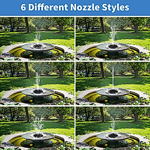 2W Solar Fountain Pump - Upgraded Solar Fountain for Bird Bath with 6 Nozzles, Outdoor Solar Fountain for Bird Bath, Garden, Pond, Pool, Fish Tank