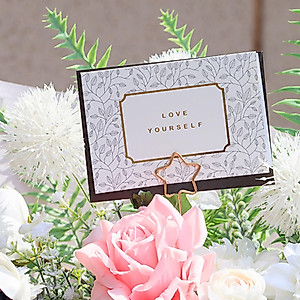 Mezchi 100 Pcs Metal Wire Floral Picks, 13 Inch Gold Place Card Holder Stand Picks, 10 Styles Wire Photo Menu Note Holder, Gift Card Holder for Wedding and Party Favor