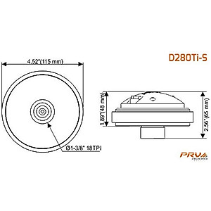 PRV AUDIO D280Ti-S 80 Watts RMS 1" Exit Screw-On Horn 8 ohms Pro Audio Compression Driver (Single)