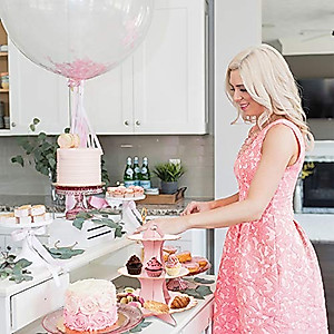 Cupcake Stand,3 Set of 3-Tier Dessert Plates Mini Cakes Fruit Candy Display Tower Cookie Tray Rack Candy Buffet Holder Cake Stand Cardboard Cupcake Stand Tiered Serving Stand (Pink)