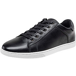 Jousen Men' s Casual Shoes Leather Dress Sneakers Business Casual Shoes for Men Breathable Fashion Sneakers (MY852 Black 8)