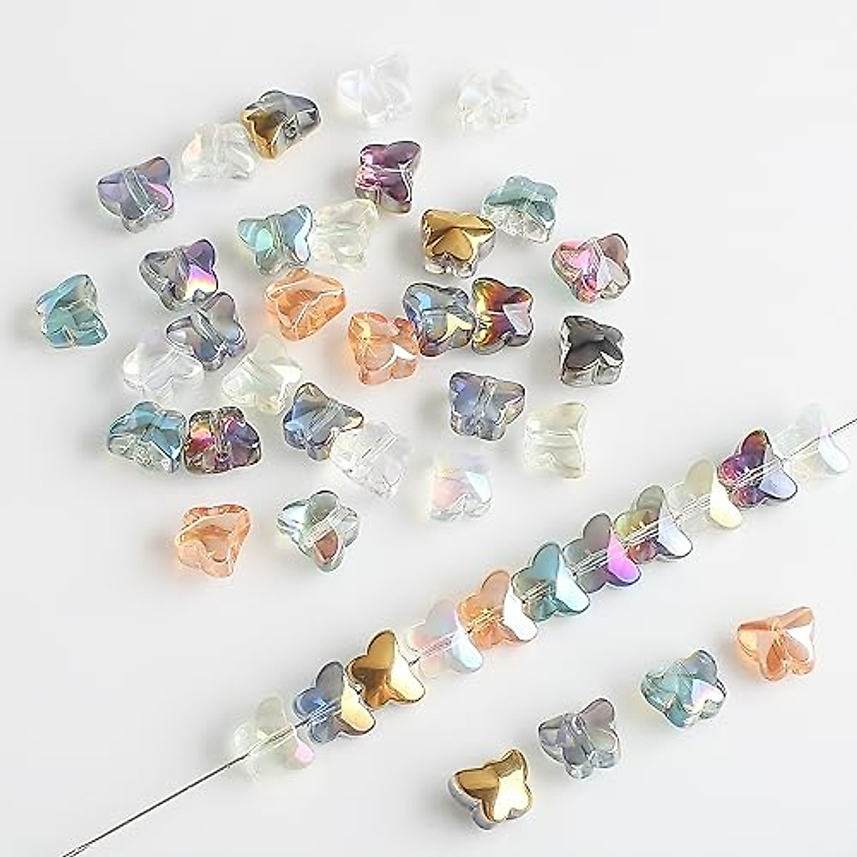 Rired 27 Butterfly Beads Charms for Jewelry Making, 200pcs 8mm(0.32") Small Glass Beads for Crafts, Colorful Cute Spacer Pony Beads for Bracelet Charms, Necklace, Earring, Head Jewelry…