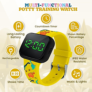 ATHENA FUTURES Potty Training Watch for Girls Boys, Flashing Lights, Music, Rechargeable, Smart Sensor, Alarm, Kids, Baby, Toddler Potty Train