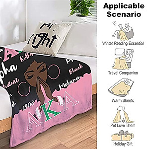 University Sorority Paraphernalia Gifts for Women Pretty Girls Pink and Green Ivy Leaf Super Soft Throw Flannel Blanket Gifts for Sisters,Colleague, Daughter,Friends and Bestie,50"x60"