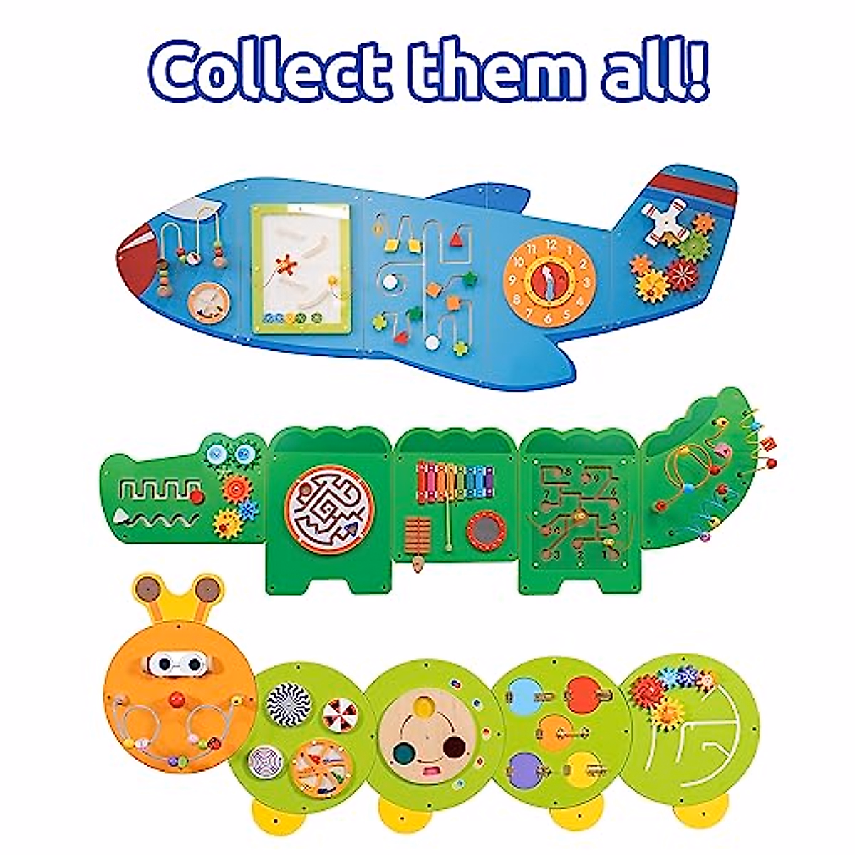 SPARK & WOW Crocodile Activity Wall Panels - Ages 18m+ - Montessori Sensory Toy - 8 Activities - Busy Board - Toddler Room Decor
