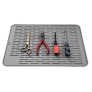 Olodeer Silicone Dish Drying Mat - 16"x12" - Kitchen Counter Mat,Dish Draining Mat,Sink Mat,Dishwasher Safe,Heat Resistant,Eco-Friendly.Black