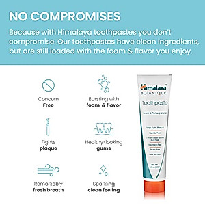 Himalaya Botanique Neem & Pomegranate Toothpaste, Original Formula for Brighter Teeth and Fresh Breath, Fluoride Free, 5.29 oz, 2 Pack