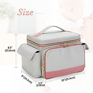 Damero Breast Pump Bag Compatible with Spectra S1 and S2, Pumping Cooler Bag for Bottles and Breast Parts, Fits for Home or Travel Use, Light-Gray Pink
