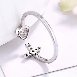 CANNER Cross Love Ring Sterling Silver, Gifts for Teen Girls, Adjustable Jewelry for Women
