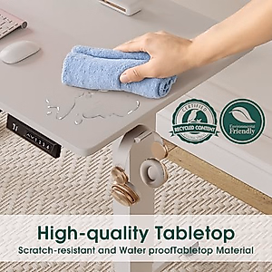 Shahoo Electric Standing Desk 48 Inch, Ergonomic Height Adjustable Table with T-Shaped Metal Bracket Modern Computer Workstations for Home Office, White, 48 x 24 Inches