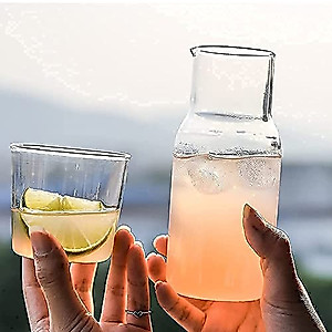 Water Carafe clear glass Vintage Nightstand Carafe with cup to keep you hydrated during the night Tumbler Glass 500 ml