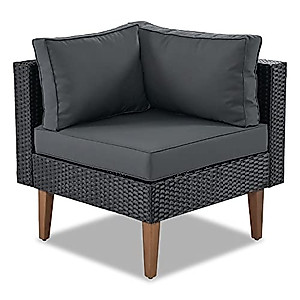 GLIFRON Outdoor Patio Furniture 4-Piece All Weather PE Brown Rattan L-Shaped Sectional Sofa Conversation Set with Colorful Pillows, Beige Cushions & Glass Coffee Table for Porch Lawn Garden