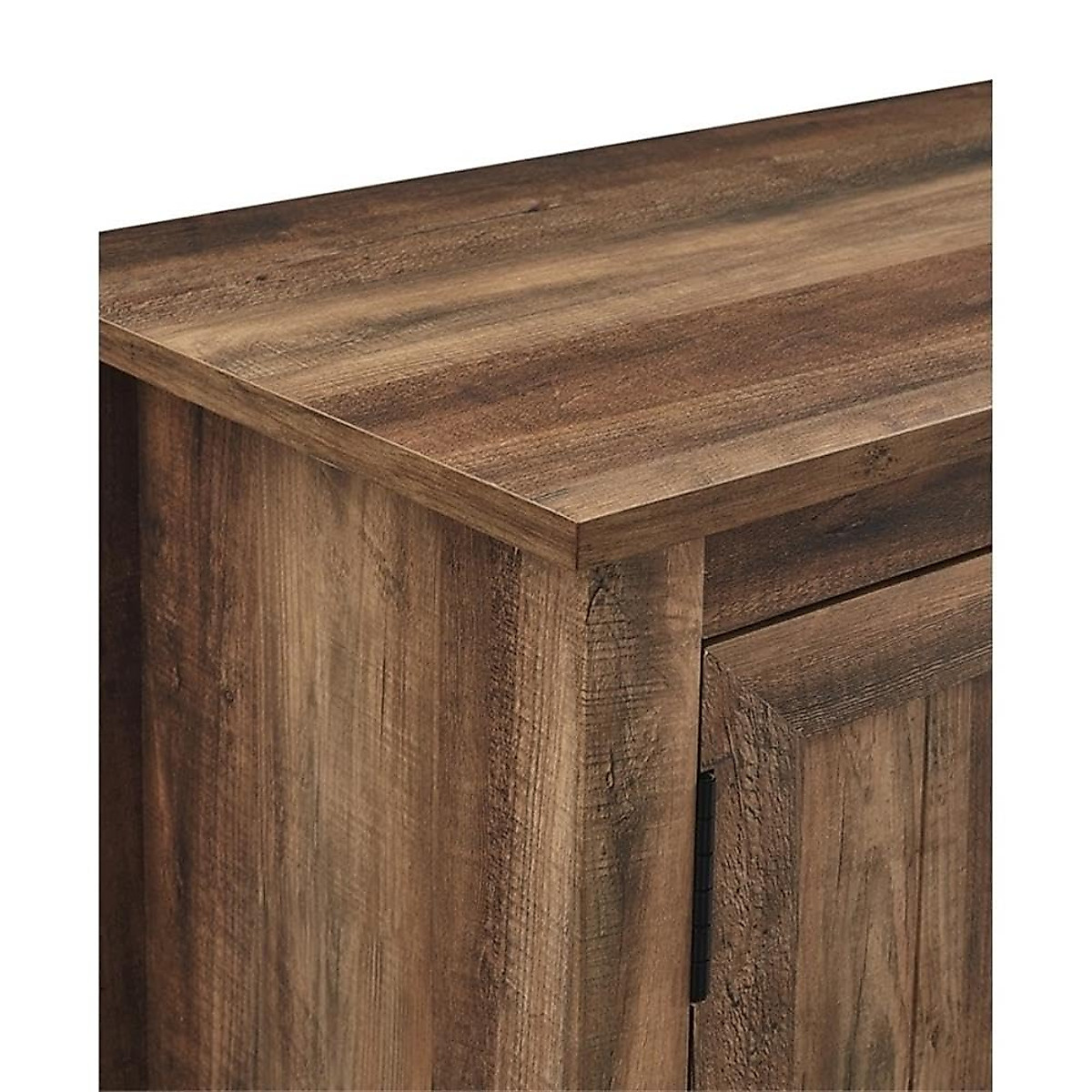 Pemberly Row Farmhouse Rustic Wood Barn Door 70" TV Stand Console with Storage in Rustic Oak