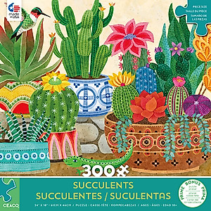 Ceaco - Succulents Collection - Stephanie's Succulents - 300 Piece Oversized Jigsaw Puzzle