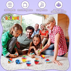 Kavkabox Kids Party Favors Toys Light Up Spining Tops 10 Pack Valentine Day Gifts Goodie Bag Stuffers Carnival Prizes School Classroom Rewards Treasure Box, Glow in The Dark Party Supplies