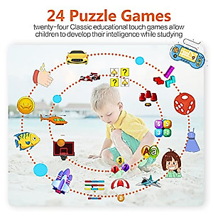 Retysaz Kids Game Smart Watch 24 Game Pedometer 2 HD Cameras Smartwatches for Children 3-14 Great Gifts to Girls Boys Electronic Learning Toys (Pink-A1)