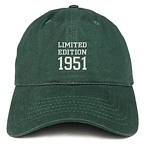 Trendy Apparel Shop Limited Edition 1951 Embroidered Birthday Gift Brushed Cotton Cap - Hunter