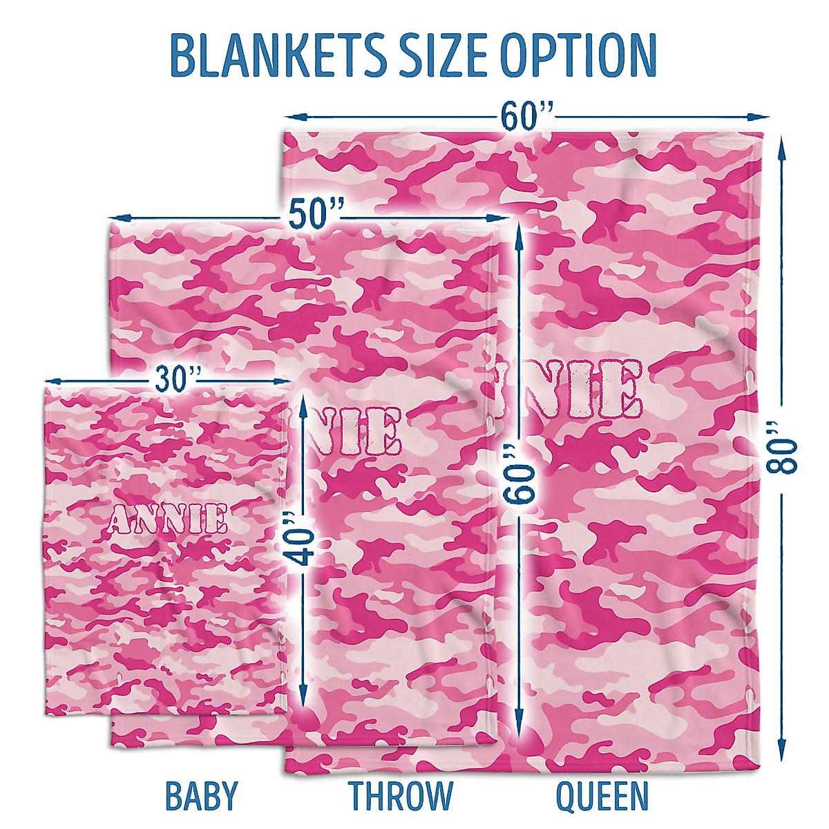 MeMate Personalized Baby Blankets with Name - Camouflage Blanket Custom Nursery Blanket Name - Green Camo Fleece Blanket for Boys Girls - Soft Blanket for Newborn, Infant, Toddler, Kids