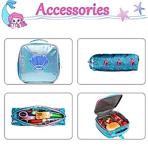 Oruiji Mermaid Rolling Backpack for Girls Rolling Backpack for School Backpack with Wheels for Girls Roller Backpack for Elementary Girls with Lunch Box