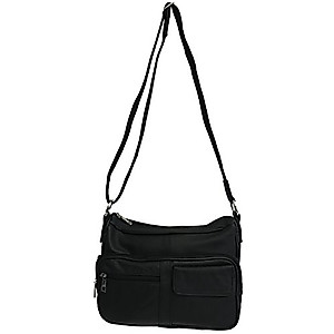 Genuine Leather Locking Concealment Purse CCW Concealed Carry Gun Bag Handbag, Ambidextrous, Black