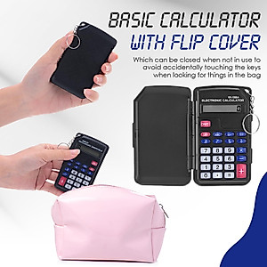 Kanayu 50 Pcs Calculators for Kids Bulk Classroom Supplies Operation Christmas Basic Pocket Calculator Black Mini Small Student with Flip Cover 8 Digit Display Key Ring Portable Back to School Gift