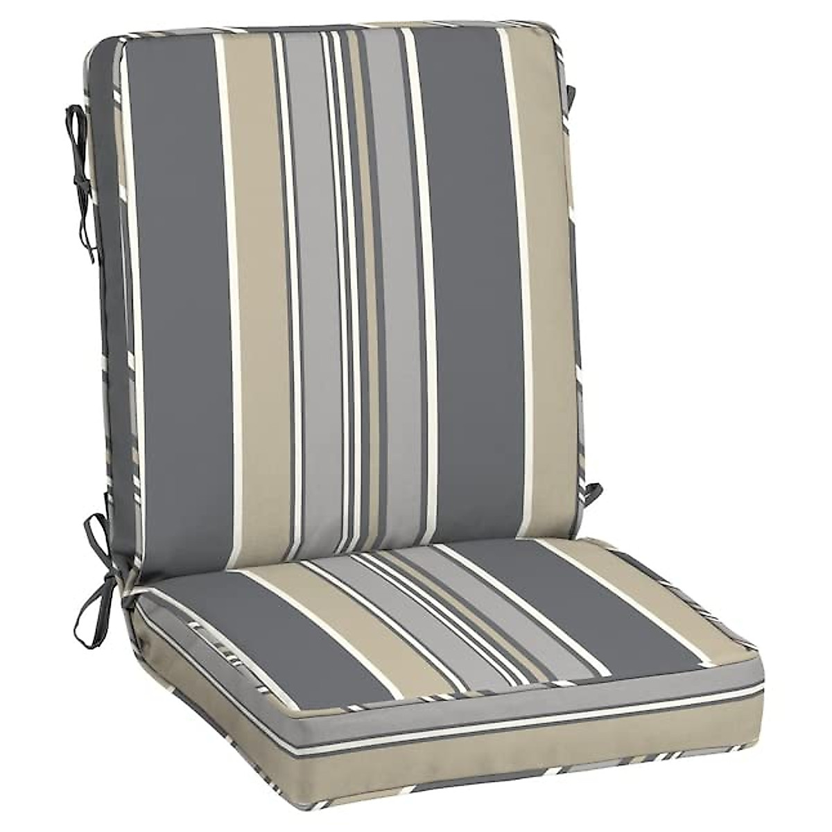 Neutral Striped High Back Replacement Cushion 24 x 20 x 4 in & 20 x 20 x 4 in (Shipped in Re-sealable Vacuum Storage Bag) for Outdoor Patio Furniture