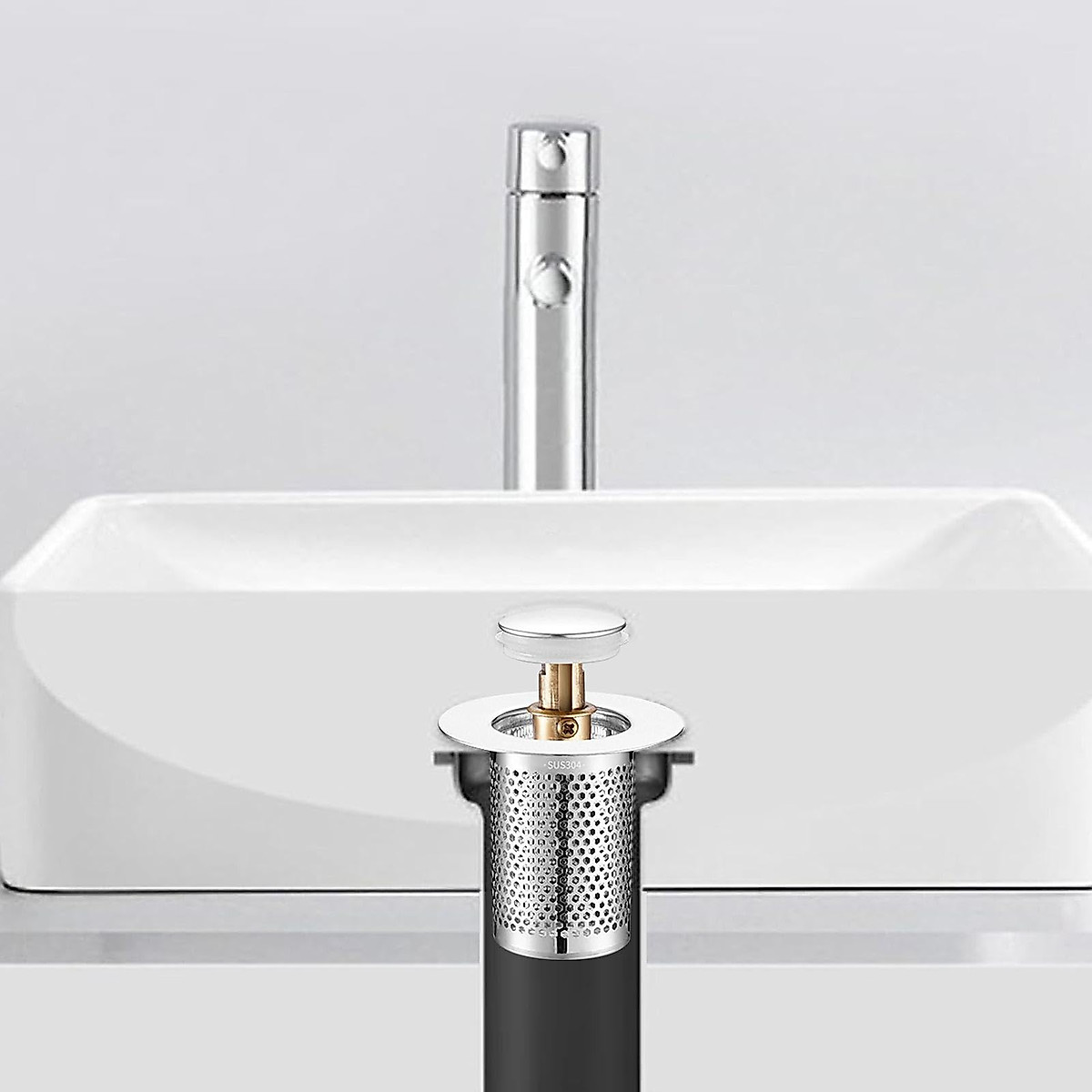 Pop Up Sink Drain Strainer, Anti Clogging Bathtub Drain Stopper, Drain Plug Stopper, Sink Drain Stopper, Washbasin Bathtub Drain for Lavatory, Anti Clogging Bathroom Hair Catcher for Shower Drain