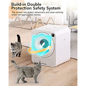 Self Cleaning Cat Litter Box, Automatic Litter Box Wi-Fi Enabled Smart Robort with 24H App Remote Control, Low Noise, Odor Removal, 78L Large Space for Multiple Cats