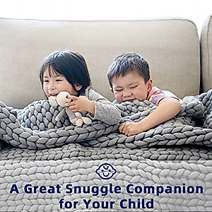 ZonLi Knitted Weighted Blanket 15 pounds (Light Grey, 48''x72''), Cooling Chunky Knit Weighted Blanket Twin Size, Handmade Cozy Home Decor for Sofa Bed