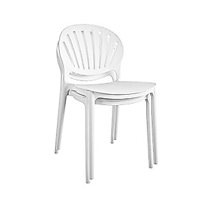 COSCO Outdoor/Indoor Stacking Resin Chair with Shell Back, 2-Pack, White
