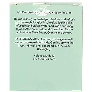 e.l.f. Nourishing Night Cream, Ultra-Hydrating Face Moisturizer, Infused with Shea Butter & Jojoba Oil, Soothes & Softens Skin, 1.76 Oz