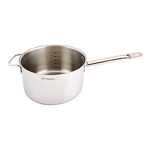 Restaurantware Met Lux 6 Quart Induction Sauce Pan 1 Wide Basin Deep Sauce Pan - Single Handle Lid Sold Separately Mirror-Finish Stainless Steel Cooking Pot For Cooking And Boiling Food