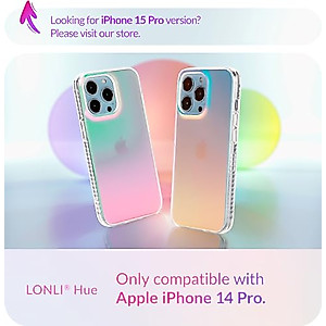 LONLI Hue - for iPhone 14 Pro - Fluorescent Coloful Iridescent Translucent Matte Phone Case - Cute and Unique for Women, Girls and Men