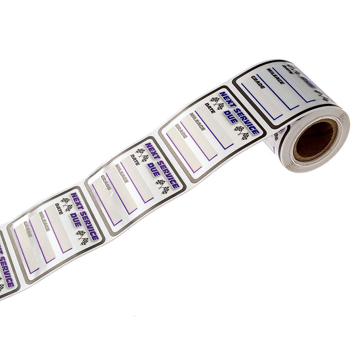 Oil Change/Service Reminder Stickers / 250 Clear Window Labels / 2" x 2" Checkered Flag Oil Change Reminders