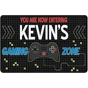 JZDKJN Personalized Gaming Zone Metal Sign, Game Room Sign, Video Game Decor, Gaming Gifts, Gamer Gifts, Teenage Boys Room Decor