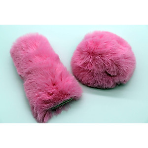 Pinbola 5pcs in 1 Set Faux Wool Steering Wheel Cover Soft Fluffy Handbrake Cover & Gear Shift Cover & 2pcs Seat Belt Shoulder Pads Warm Universal Fit for 15 Inch (Pink)