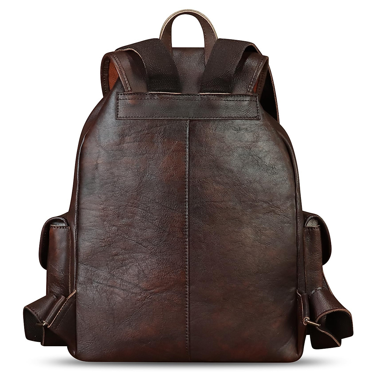 IVTG Genuine Leather Backpack Vintage Handmade High Capacity Leather Rucksack Casual Daypack Retro Knapsack Purse (Coffee)